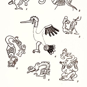 37 Restored Mayan Codex Animal & Figure Symbol Images | HQ Image Bundle ...