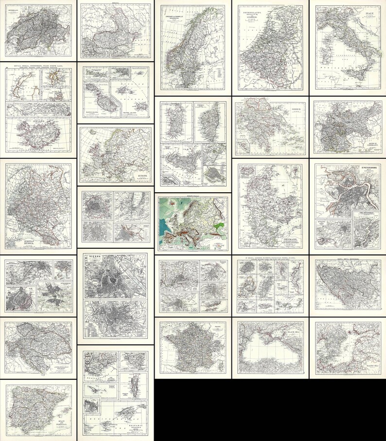 27 Vintage Maps of Europe Countries & Cities World Wide Atlas - Etsy