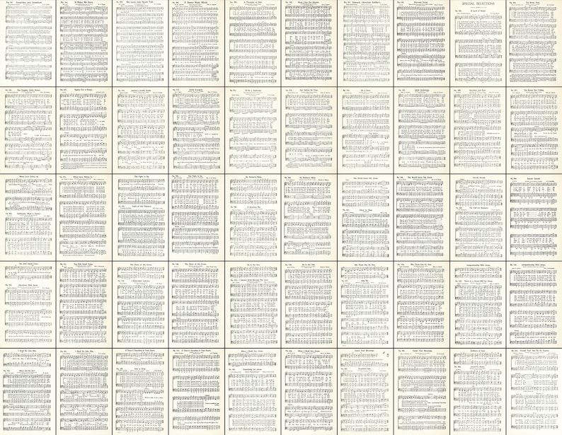 100 Hymn Pages From an Old 1917 Hymnal, Restored Vintage Sheet Music ...