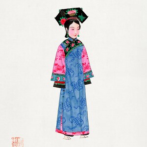 Chinese Costume Illustrations Printable Wall Art Bundle Vintage Asian ...
