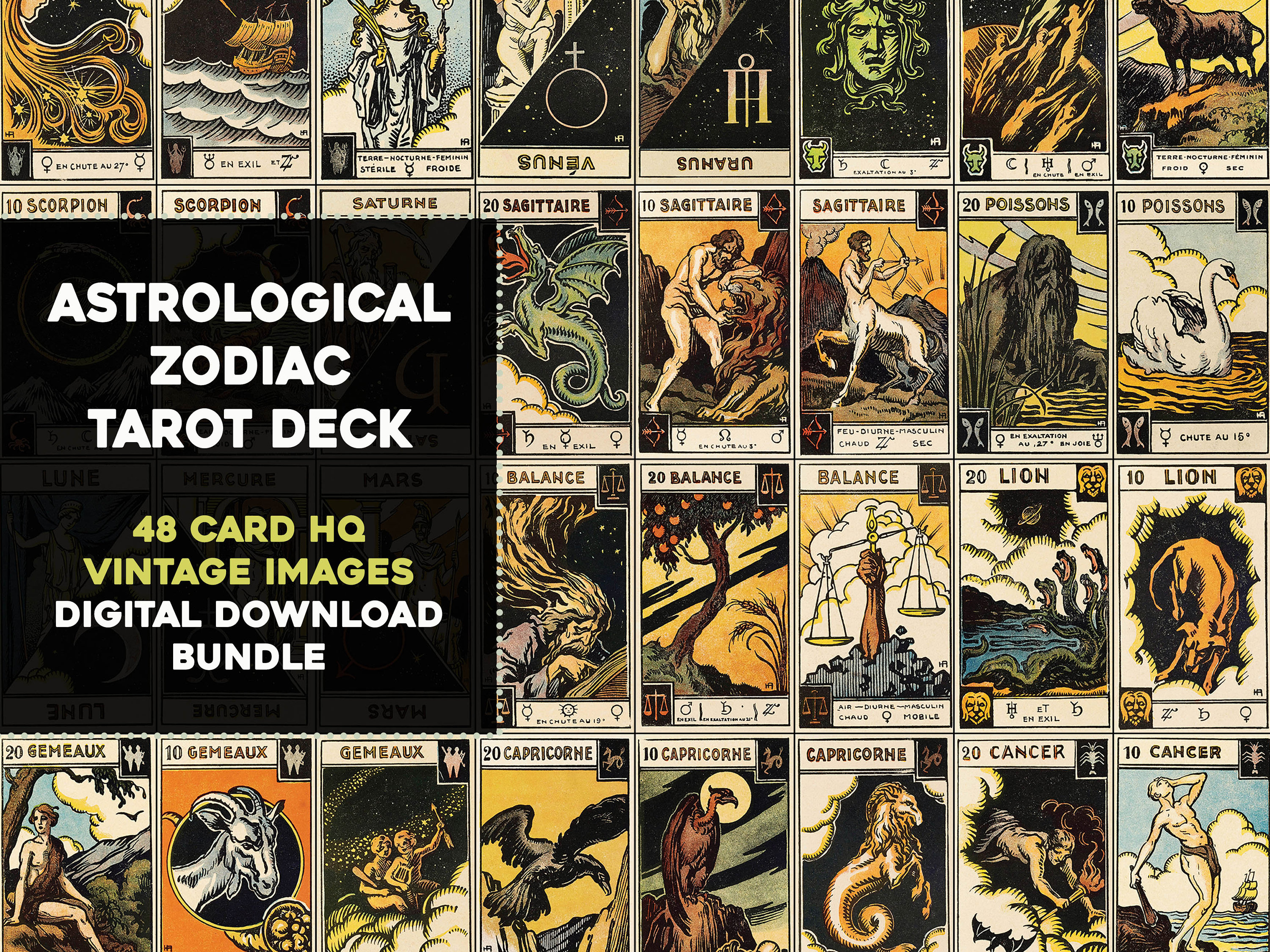 Astrological Zodiac Tarot Card High Resolution Image Bundle | Instant ...