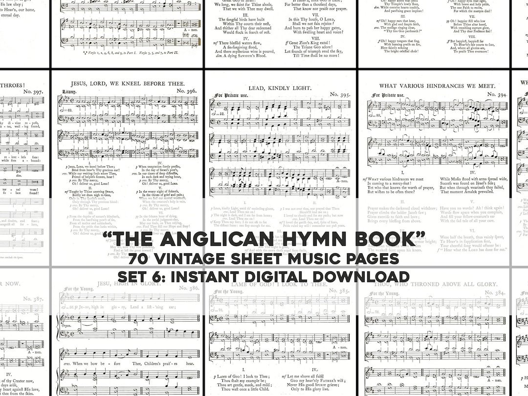 70 Restored Anglican Hymn Pages Vintage Sheet Music Set 6 | Printable ...