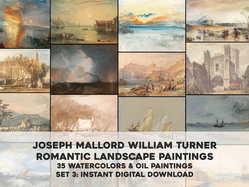 35 Landscape Paintings by J M W Turner Romantic Watercolor - Etsy
