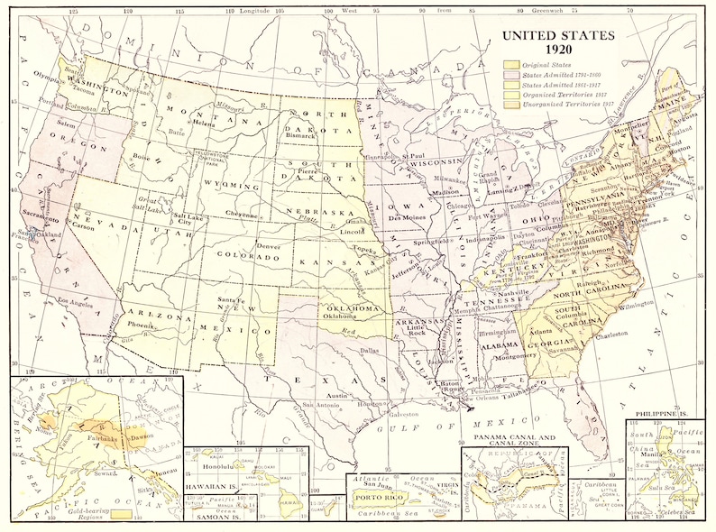 37 Vintage USA & State Maps From 1920s American History Atlas - Etsy