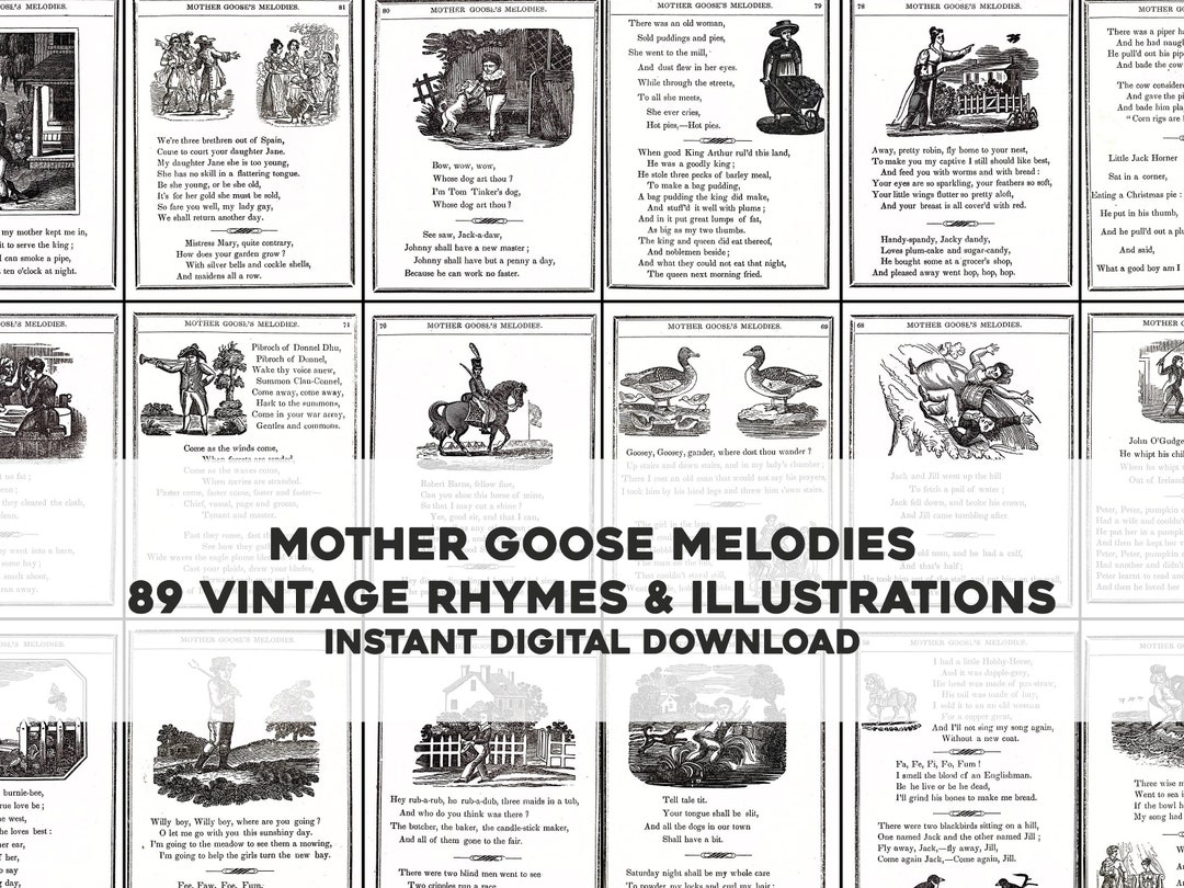 89 Vintage Mother Goose Melodies Nursery Rhymes | HQ Image Bundle ...