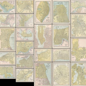 23 Vintage Maps of USA Major Cities 1889 Family World Atlas | HQ Image ...