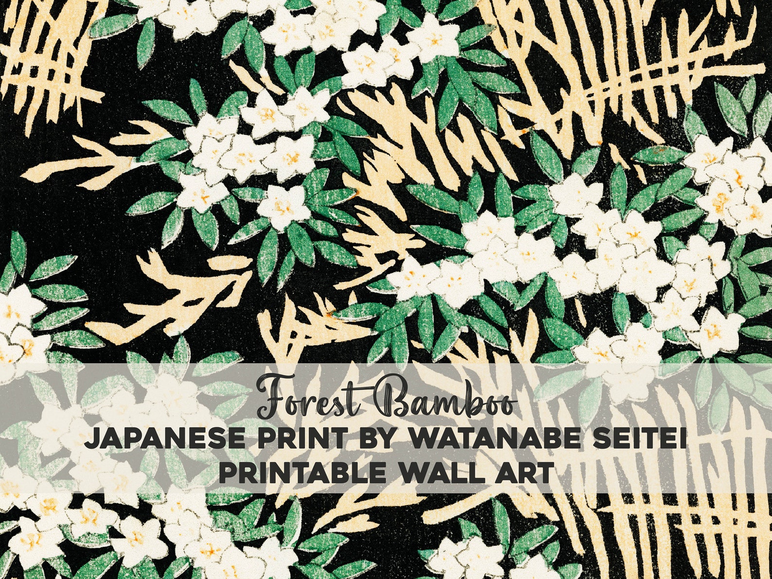 Forest Bamboo Japanese Woodblock Printable Wall Art Vintage Asian ...