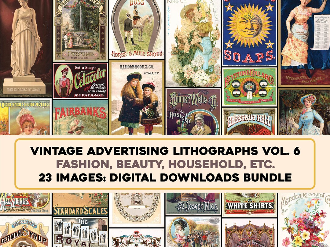23 Vintage 1800s Lithograph Print Advertisements Vol. 6 Fashion and ...