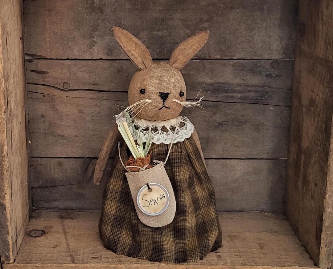 Primitive Handmade Bunny Rabbit Doll Primitive Spring Primitive Easter ...