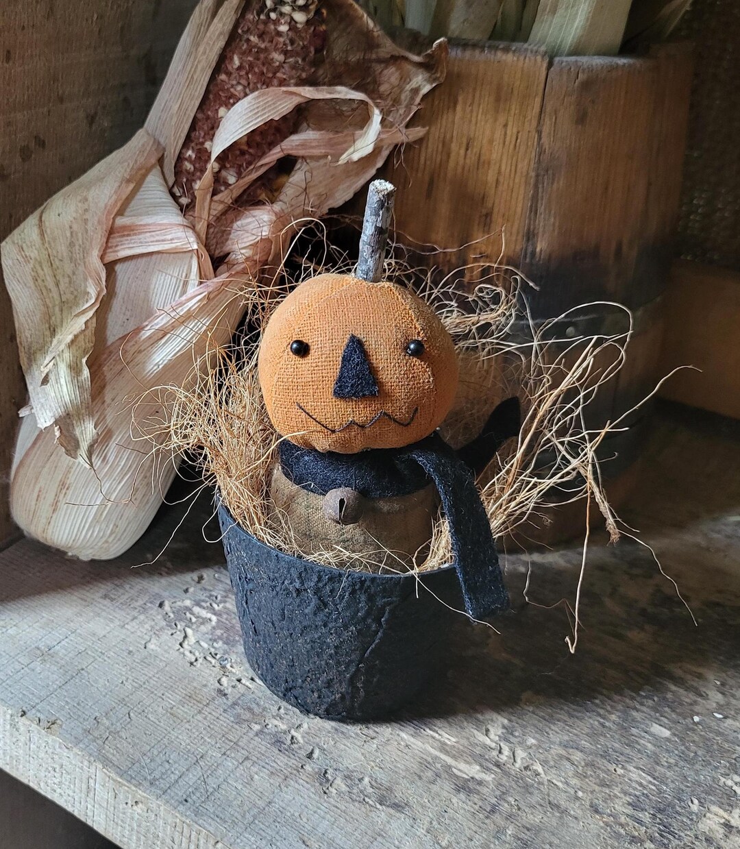 Primitive Mini Pumpkin Man Autumn Decor Jack O Lantern Fall Decorations ...