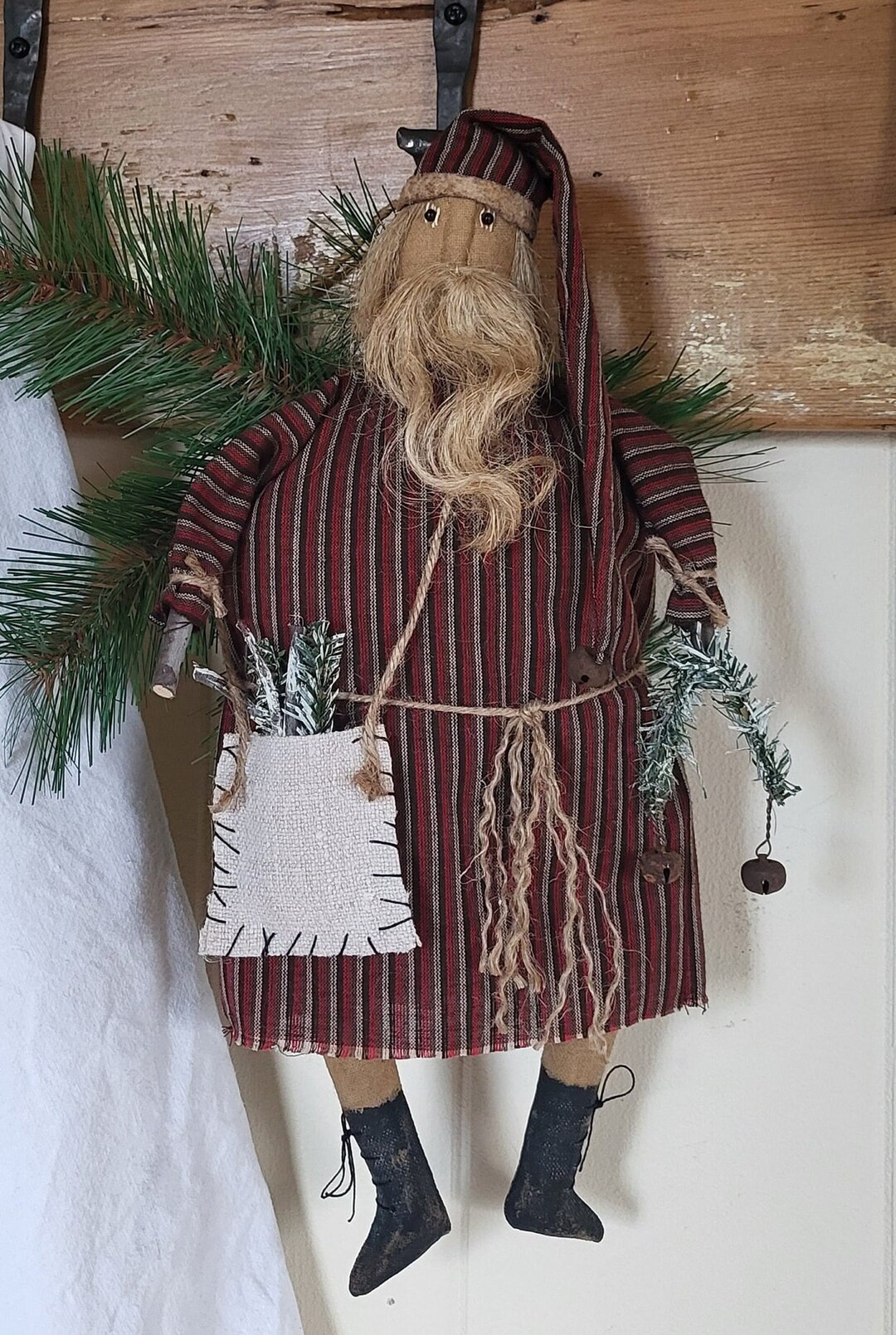 Primitive Santa Doll Decor - Primitive Christmas - Santa Folk Art ...