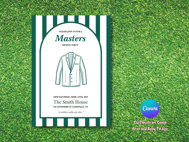 Masters Viewing Party Invitation Template, Golf Birthday Invites, Let's ...