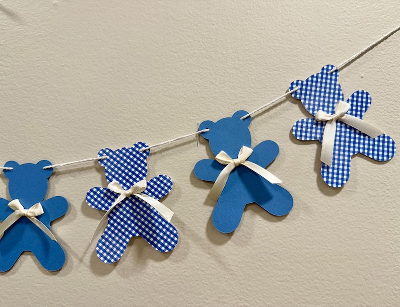 Bear Baby Shower Banner: Blue & White Garland - Etsy