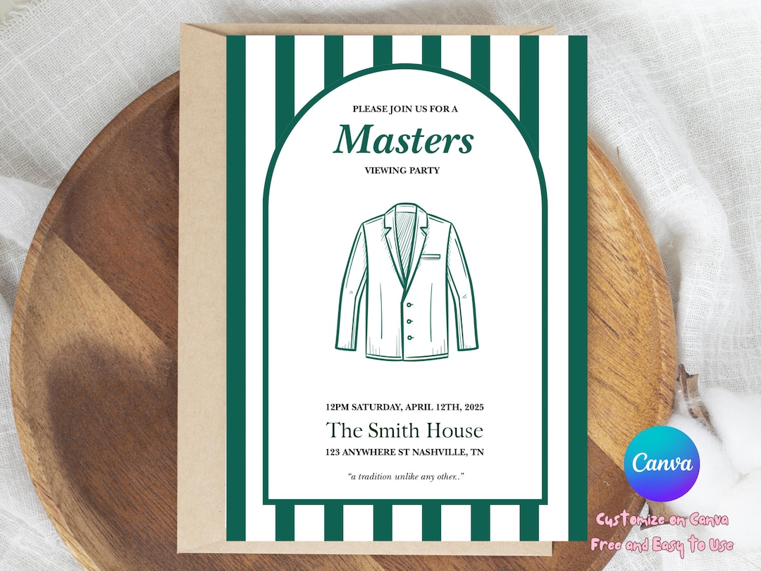 Masters Viewing Party Invitation Template, Golf Birthday Invites, Lets ...