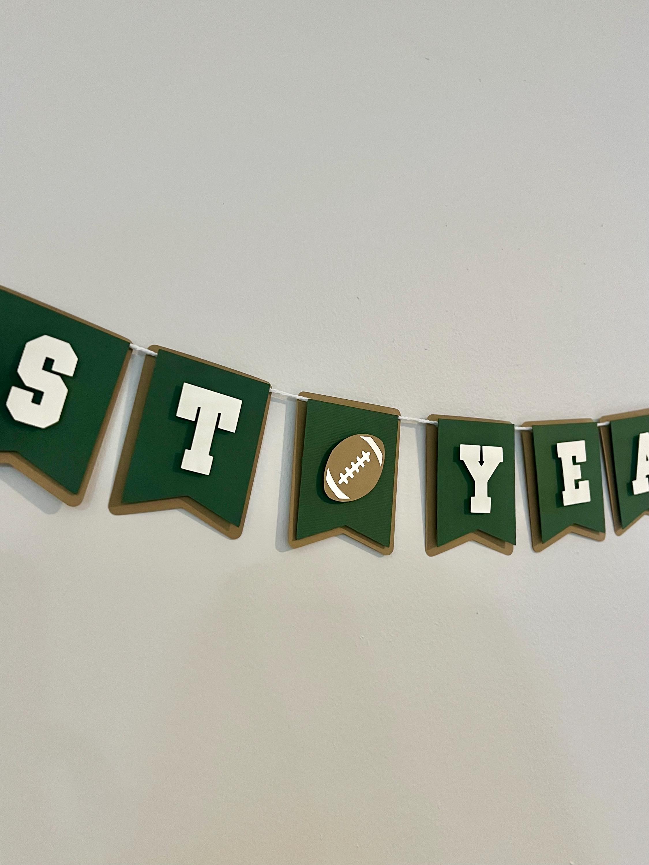First Year Down Banner, Football Birthday Party, First Year Down ...