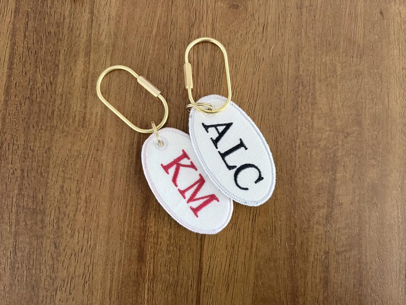 Embroidered Bag Tag, Personalized Monogram Bag Charm | Custom ...