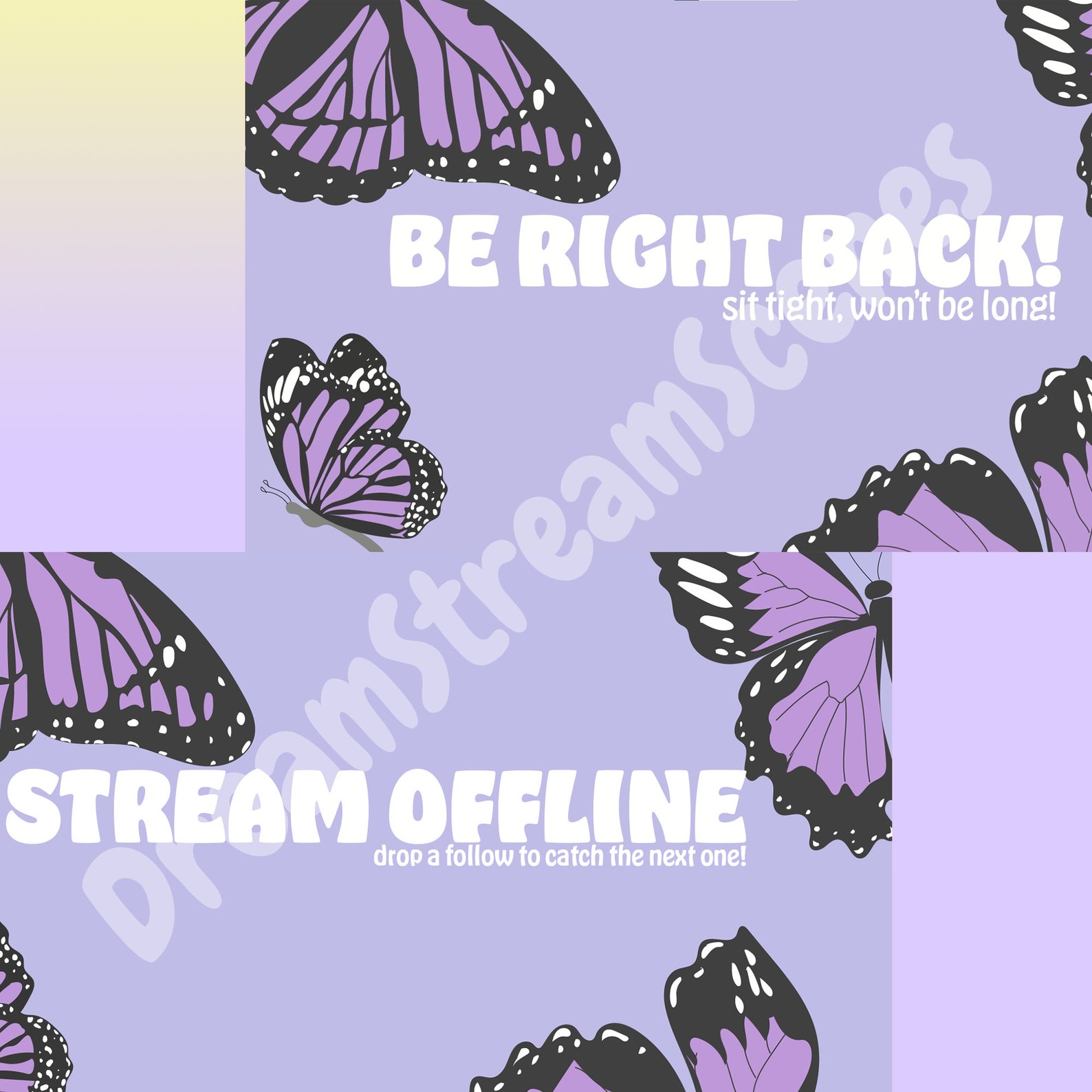 Animated Purple Butterflies Stream Screen Bundle for Twitch, Starting ...