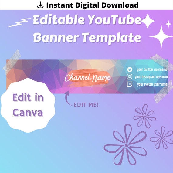 Geometric Editable Youtube Banner Live Stream Template Canva | Etsy