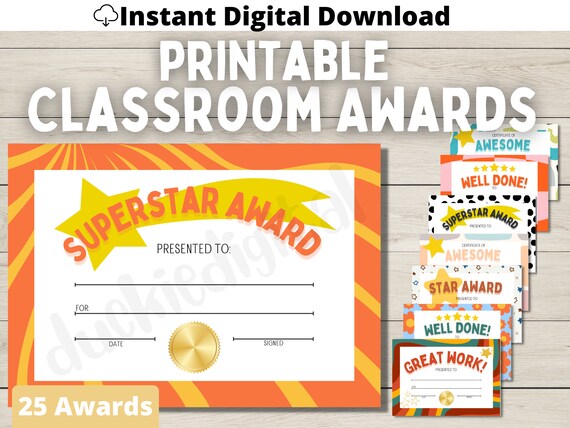 Printable Classroom Awards Bundle 25 Certificates for - Etsy