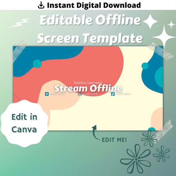 Editable Abstract Twitch Offline Screen Template Canva - Etsy