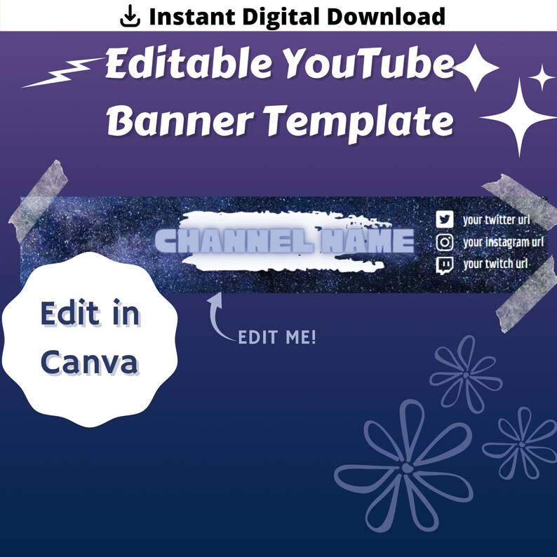 Blue Galaxy Editable Youtube Banner Live Stream Template | Canva ...
