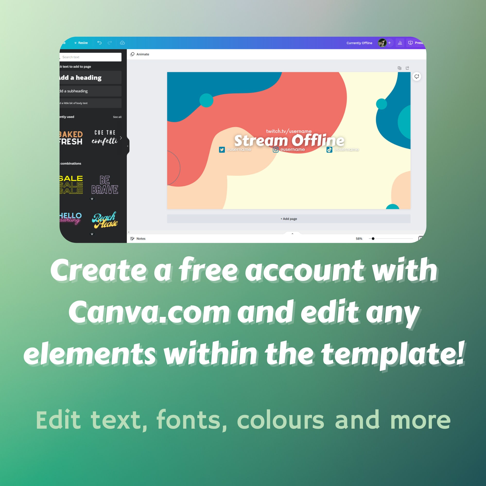 Editable Abstract Twitch Offline Screen Template | Canva Template ...