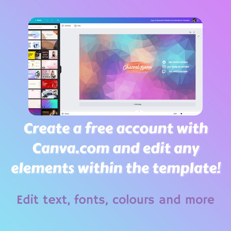 Geometric Editable Youtube Banner Live Stream Template | Canva Template ...