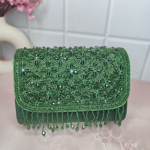 Gold Prom Clutch Purse, Bag With Solitaire Diamond Embroidery, Mirror ...