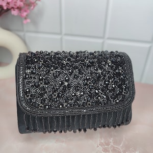 Gold Prom Clutch Purse, Bag With Solitaire Diamond Embroidery, Mirror ...