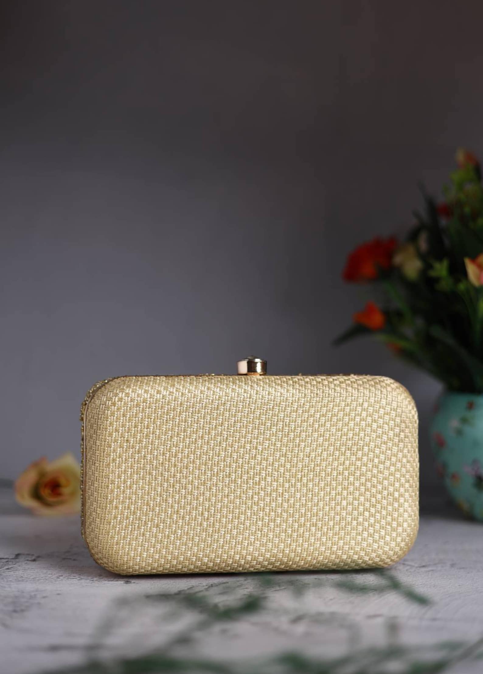 Golden Hard Case Clutch Purse Bag Handmade With Designer - Etsy