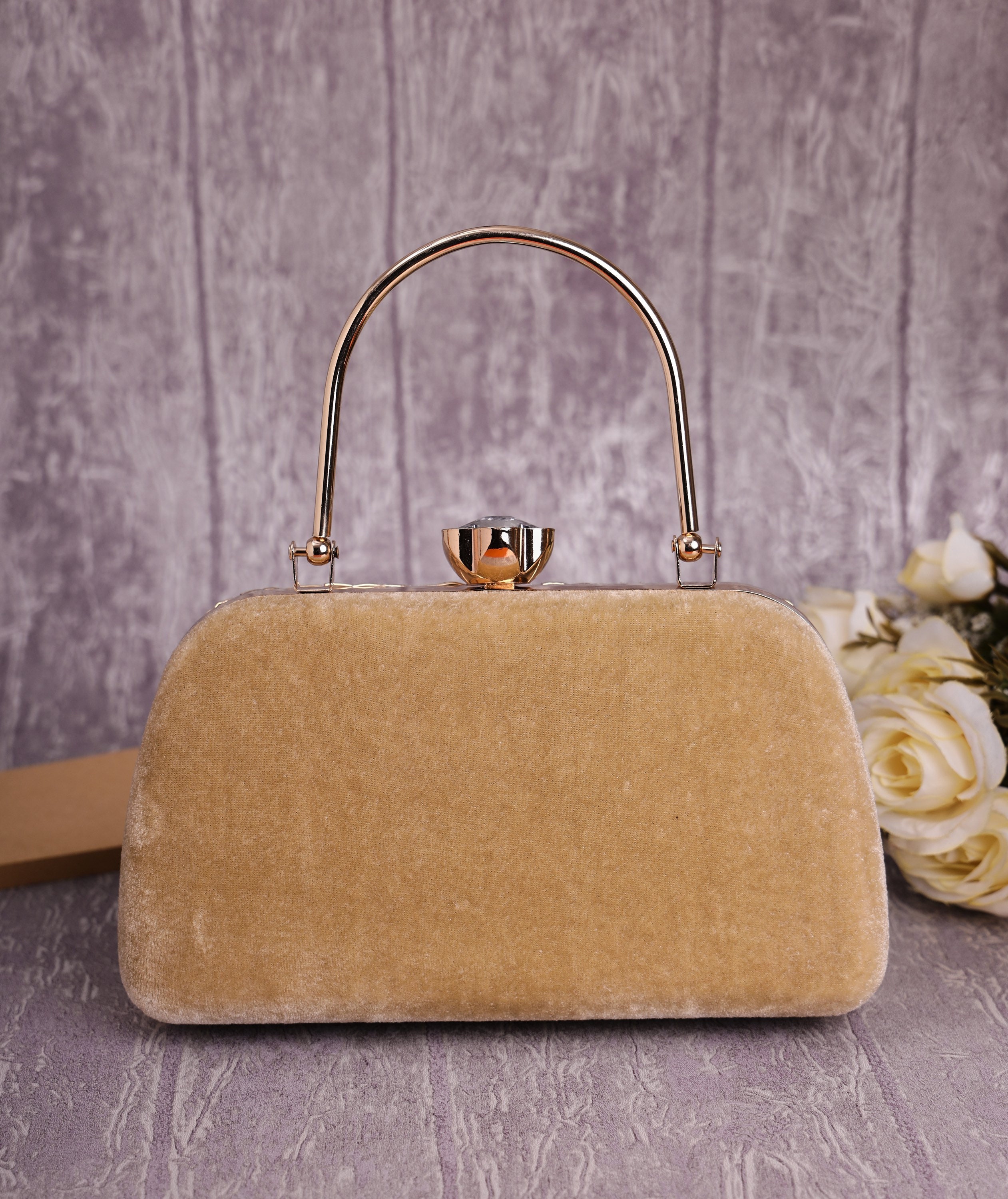 Ruby Red Clutch Purse, Bag With Regal Embroidery, Velvet Fabric, Gold ...