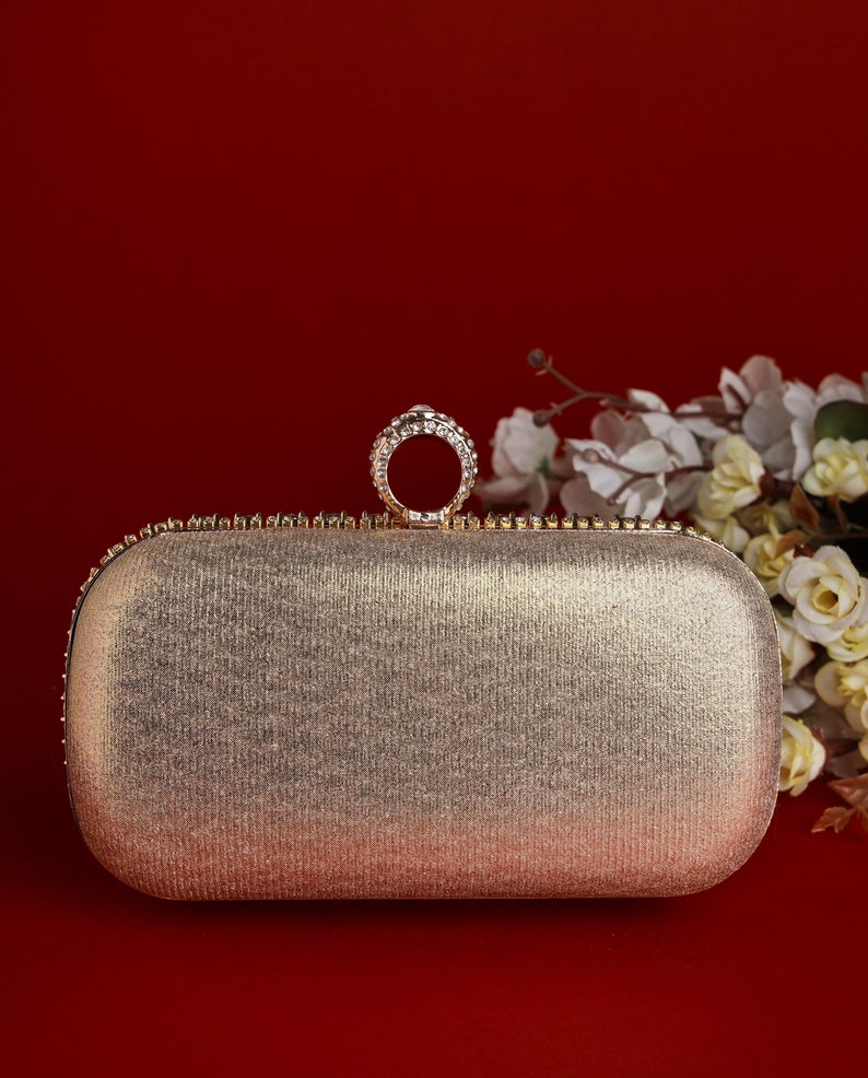Gold Prom Clutch Purse, Bag With Solitaire Diamond Embroidery, Mirror ...