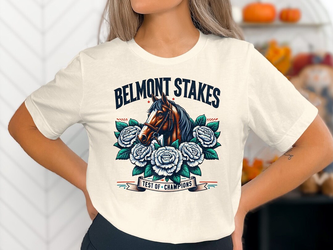 Belmont Stakes Design for Women Horse and Flowers Graphic T-shirt, Test ...