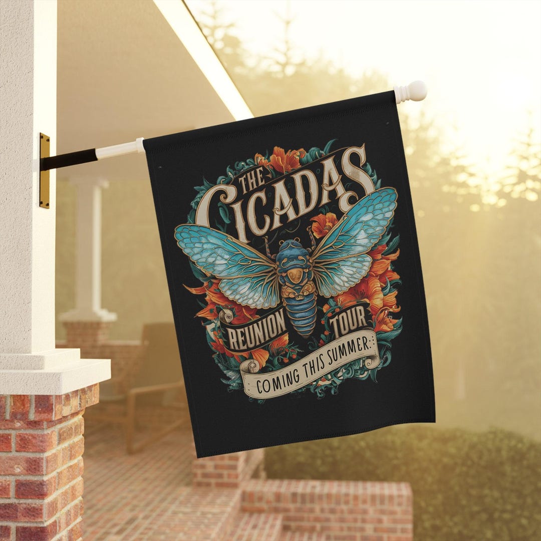 Colorful Cicada Reunion Tour Garden Flag - Cicada Insect Outdoor Decor ...