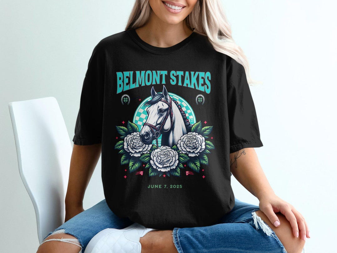 Belmont Stakes T-shirts, Horse Racing Tee, Floral Horse Art, June 7 ...