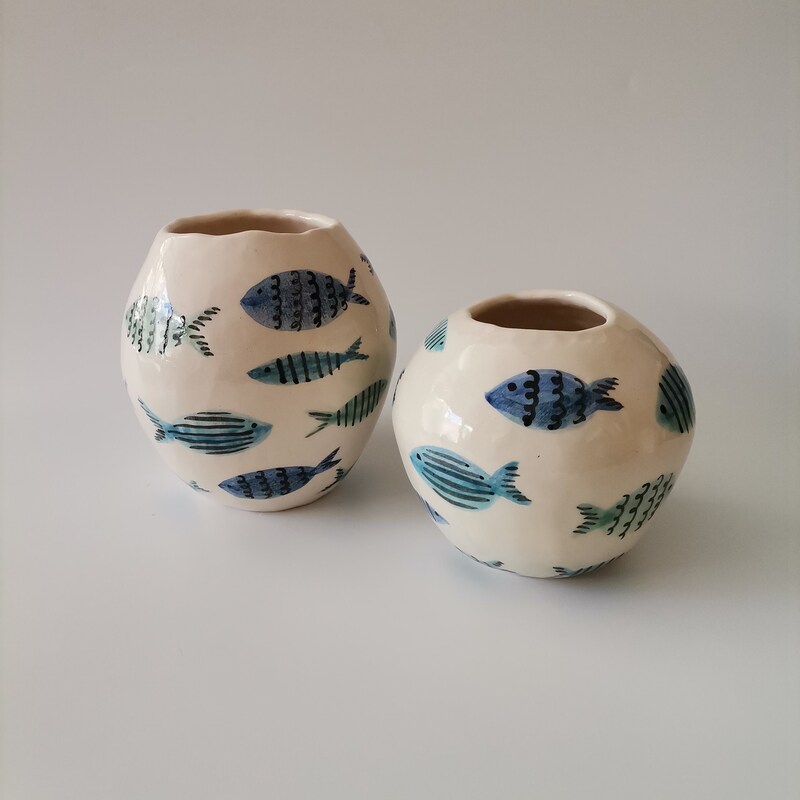 Blue Fish Vase - Etsy