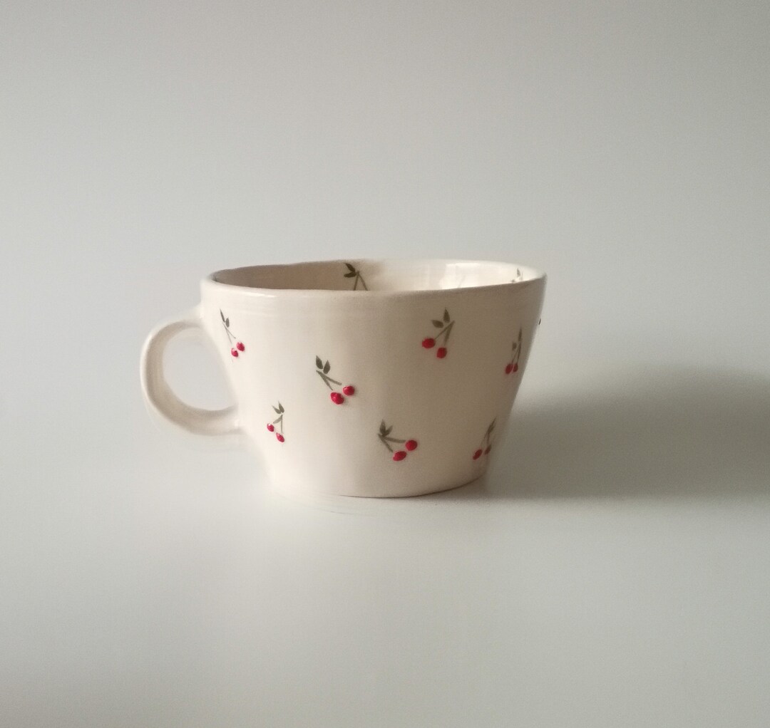 Cute Cherry Cup for Daughter Extra Large Coffee Mug Hand Painted ...