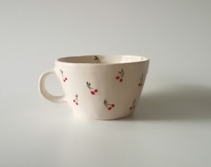 Cute Cherry Cup for Daughter Extra Large Coffee Mug Hand Painted ...