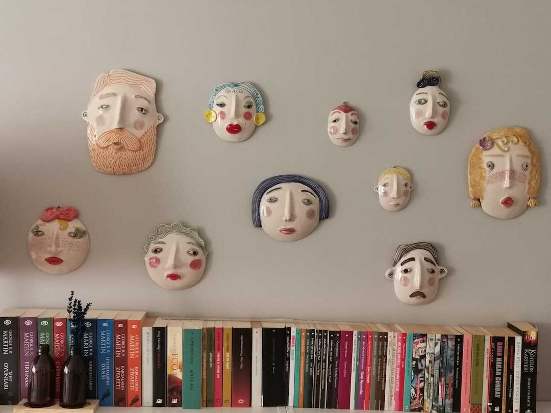 Handmade Ceramic Wall Masks - Unique Faces in Various Sizes & Genders ...