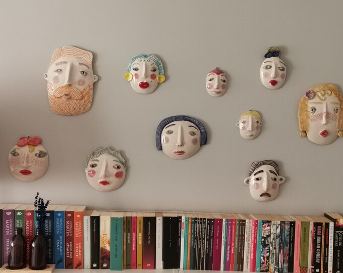 Handmade Ceramic Wall Masks - Unique Faces in Various Sizes & Genders ...