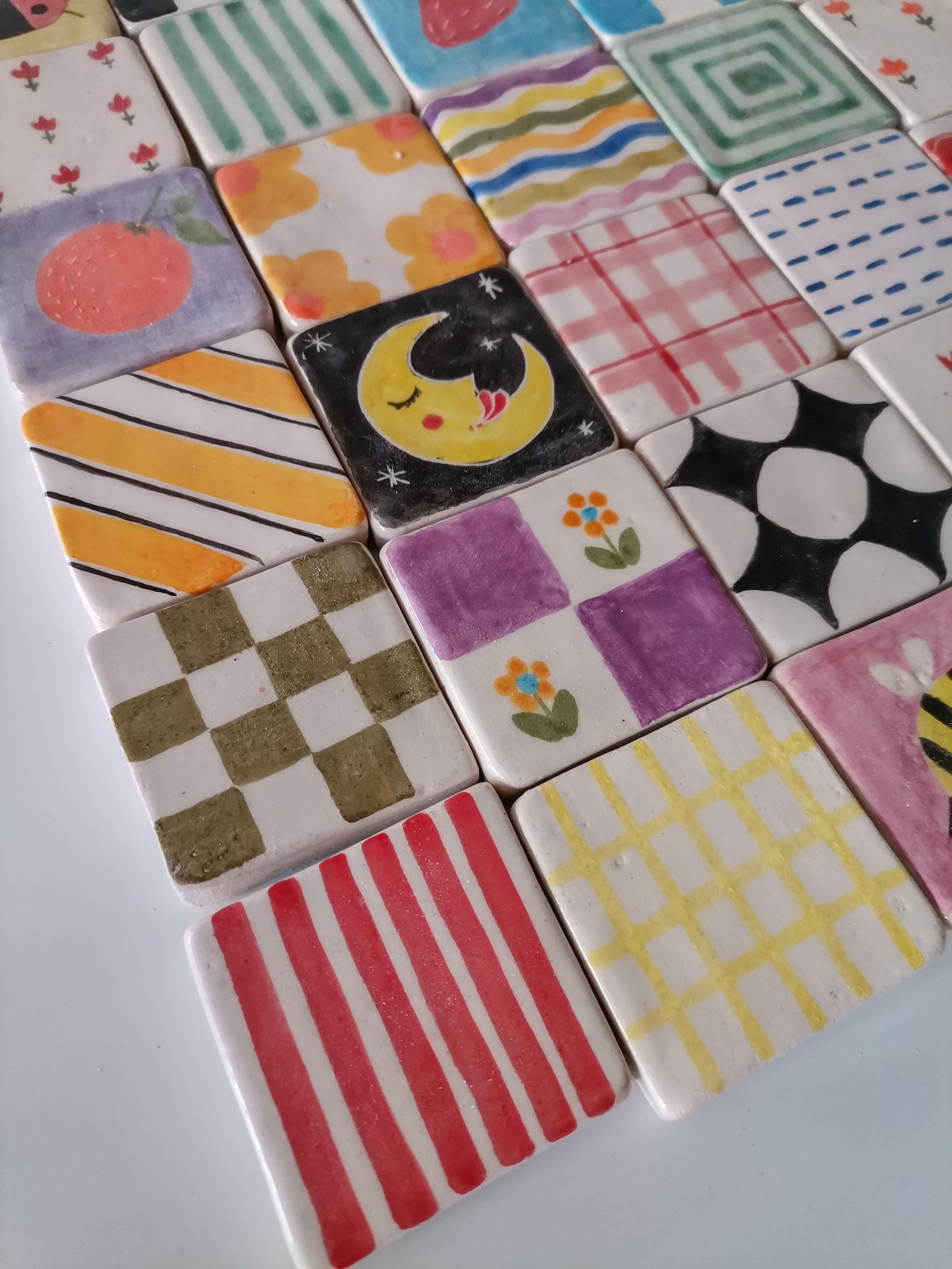 Handmade Ceramic Tiles: 2x2 Decorative Tile Set (30 Pieces) - Etsy