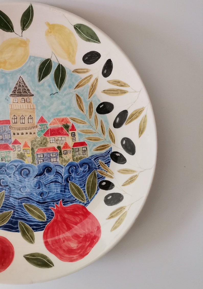 Istanbul Galata Tower Ceramic Wall Plate - Handmade 12" Diameter ...