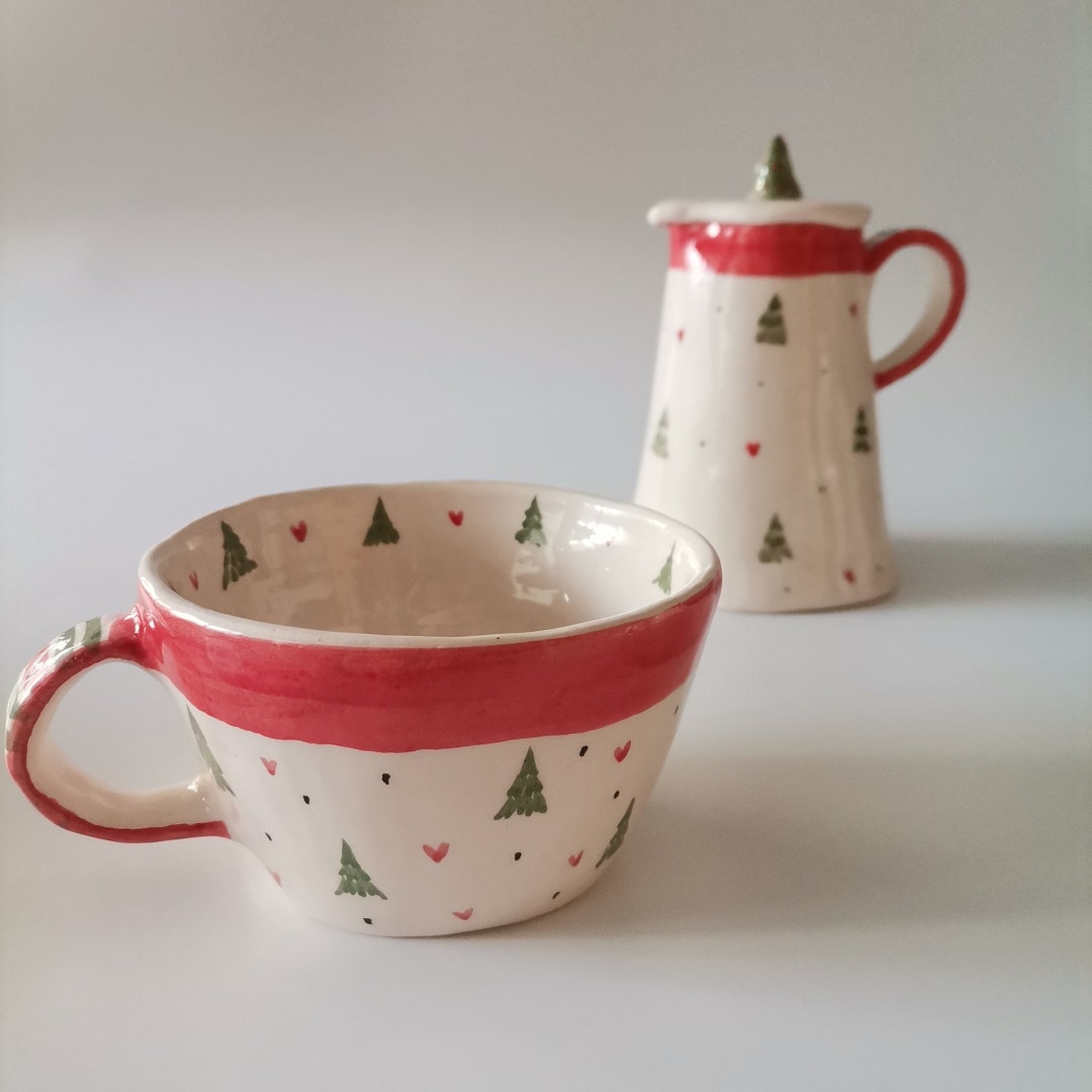 Hand-shaped Ceramic Pine Tree Jug and Oversized Mug Set: A Magical ...