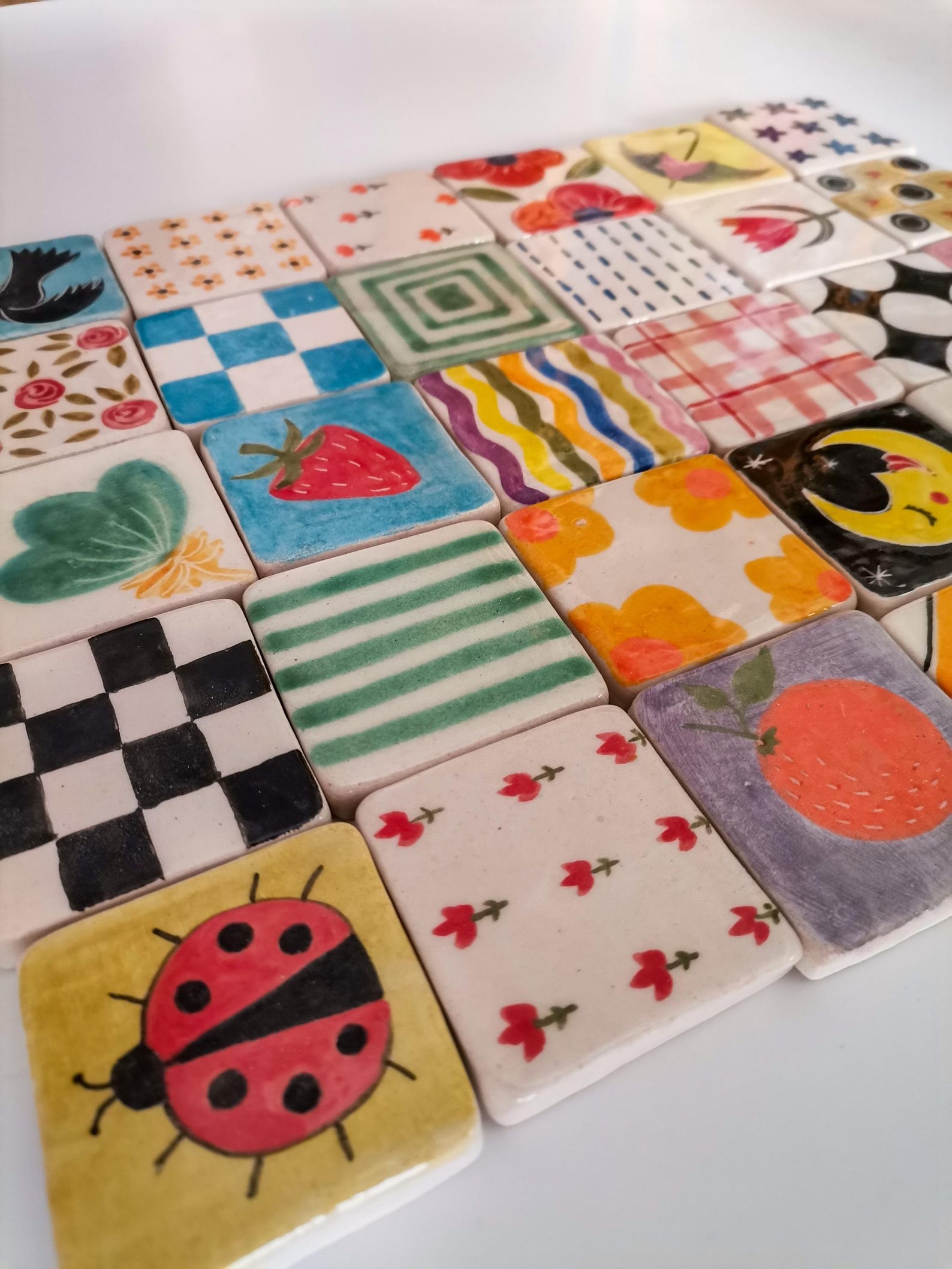 Handmade Ceramic Tiles: 2x2 Decorative Tile Set (30 Pieces) - Etsy