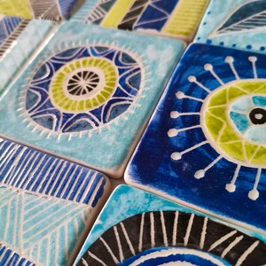 Echoes of Earth: Set of 20 Handmade Ceramic Tiles (2.44" X 2.44") – A ...