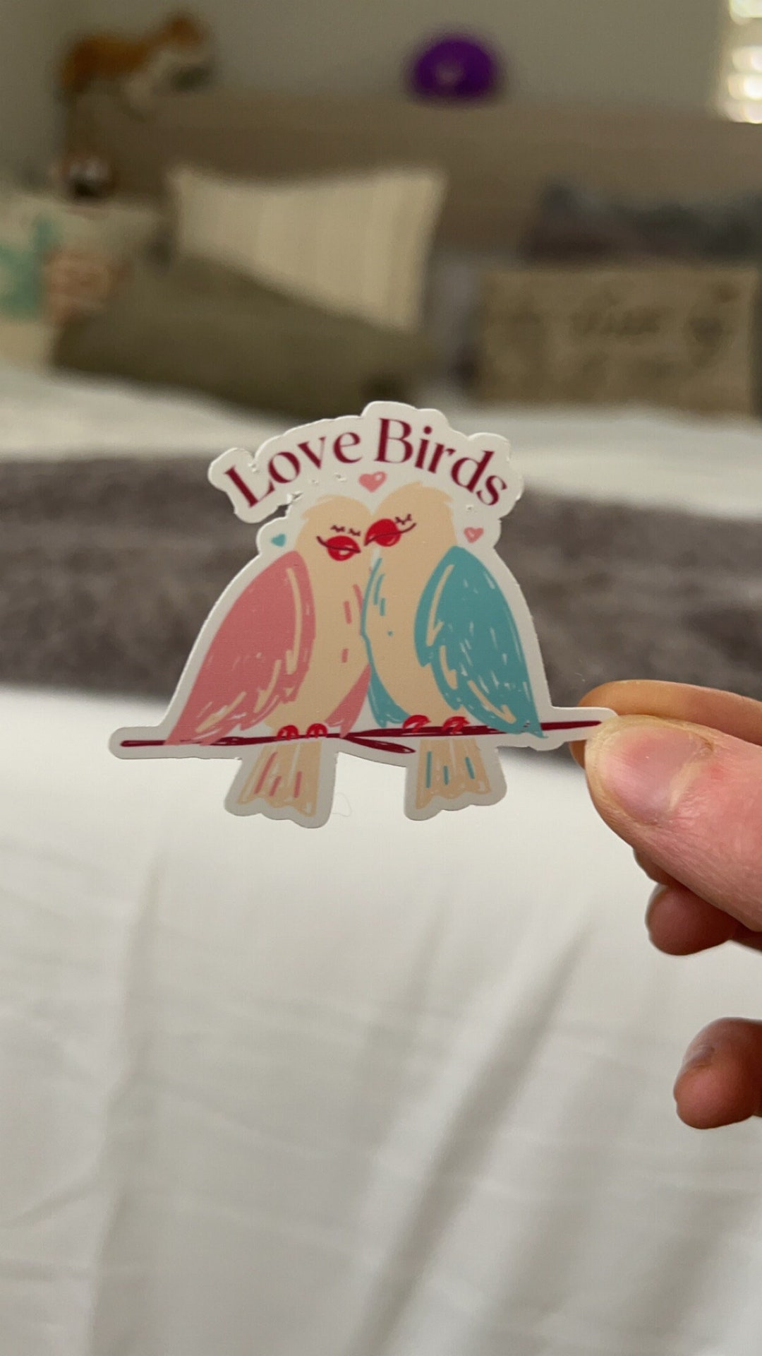 Love Birds Sticker Glossy Waterproof Sticker is for Laptop, Phone, iPad ...