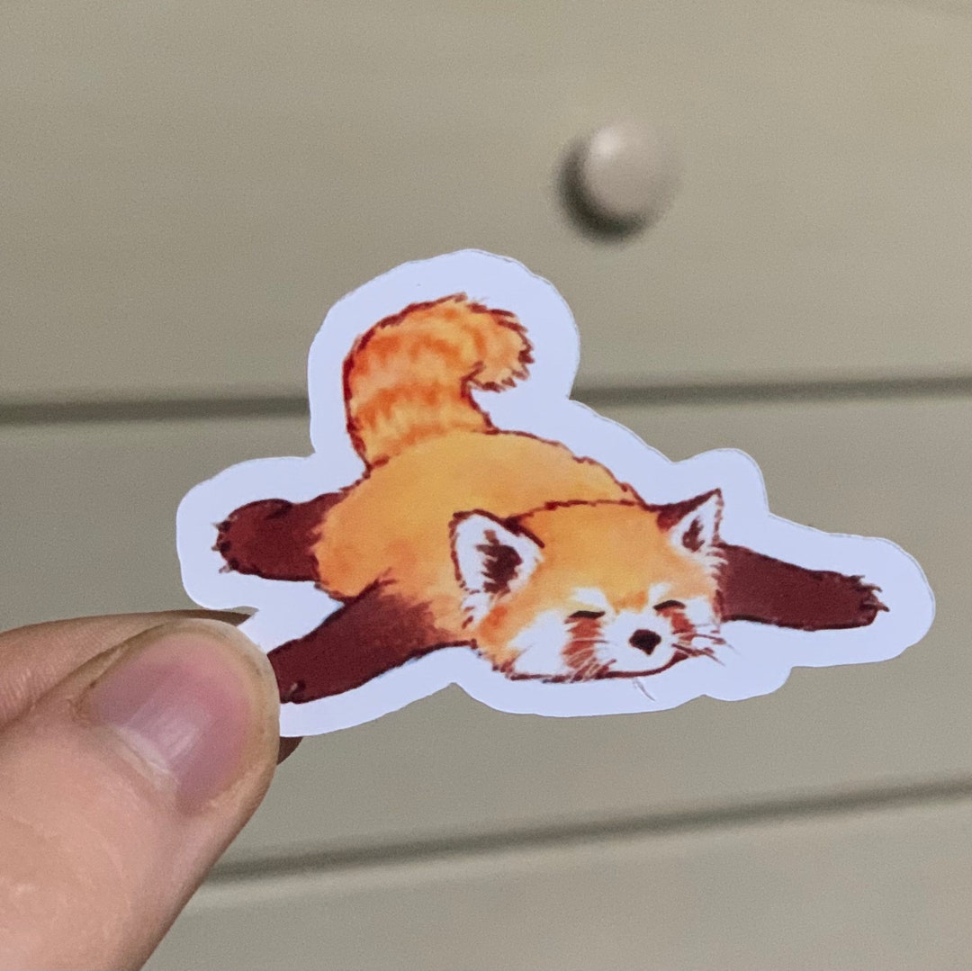Red Panda Sticker Laying Down! for Laptop, Phone, iPad Case, Keyboard ...