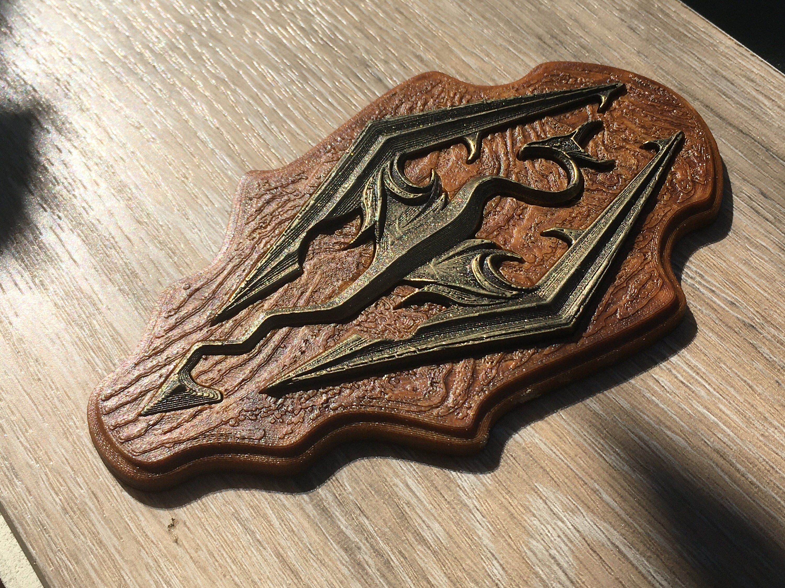 Skyrim Wall Art Décor Beautiful wood and Brass - Etsy