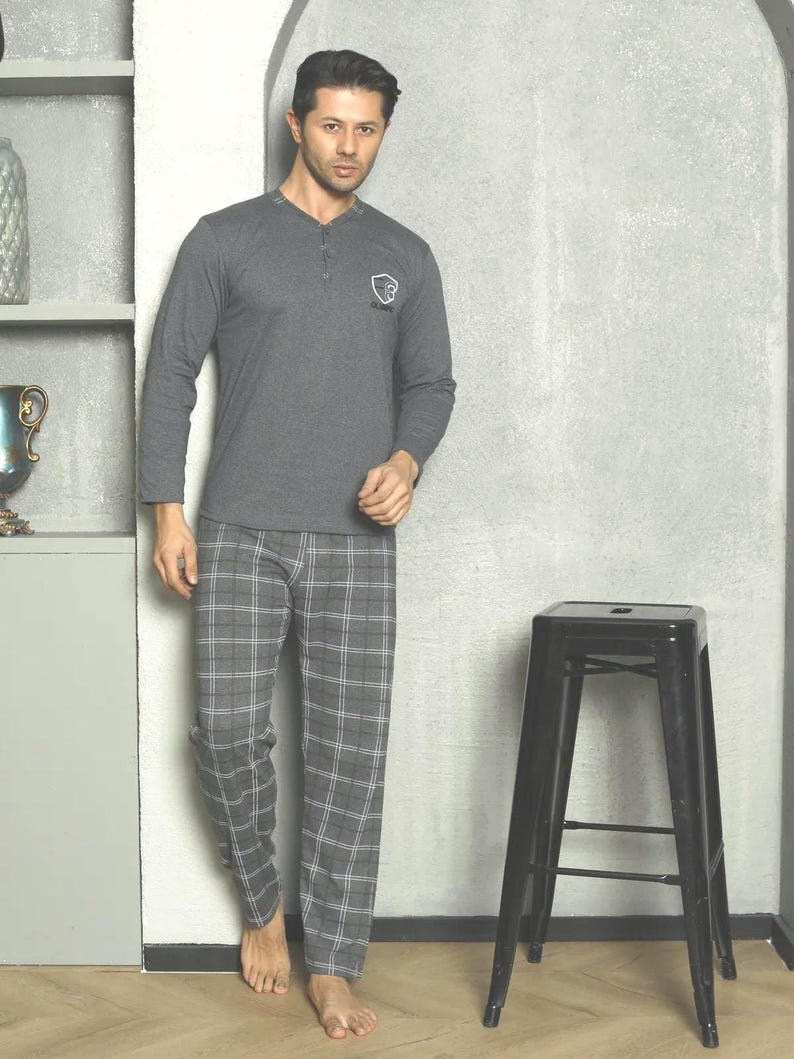 100% Cotton, Soft, Comfortable Men's Pajama Set, Men's Loungewear ...