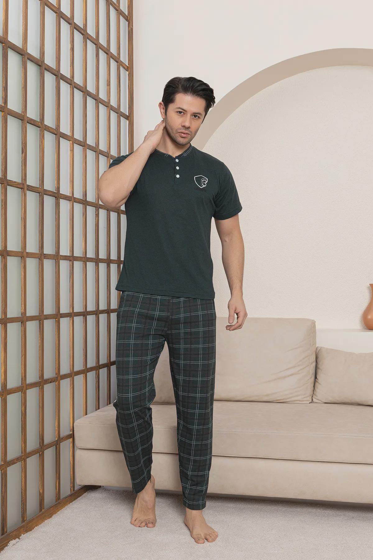 100% Cotton, Soft, Comfortable Men's Pajama Set, Men's Loungewear ...